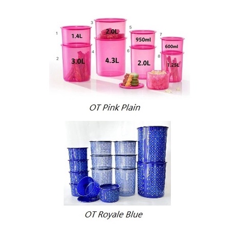 Tupperware OT One Touch Pink / Blue Plain Water Tight Air Tight Food ...