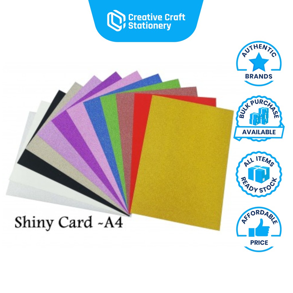 A4 200g Glitter Shiny Craft Card - 5pcs per color / 12 Colors / Kad ...