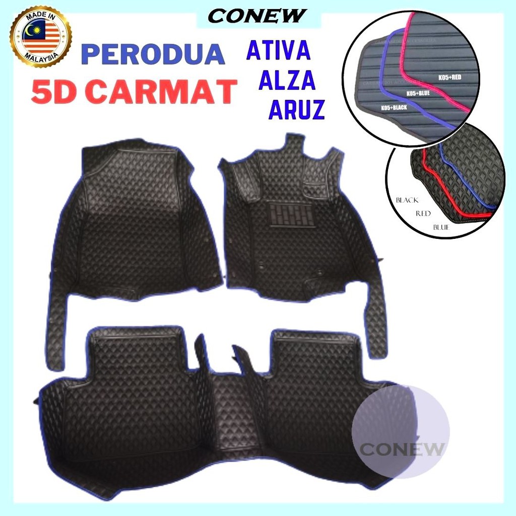 Perodua Ativa/ Aruz/ Alza Luxury Custom Made Carpet Carmat PU Leather ...