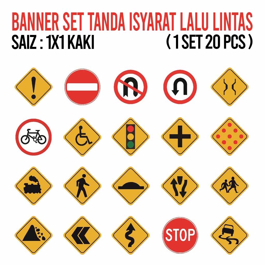 POSTER SET PAPAN TANDA ISYARAT JALAN ROAD SIGN BOARD | Shopee Malaysia
