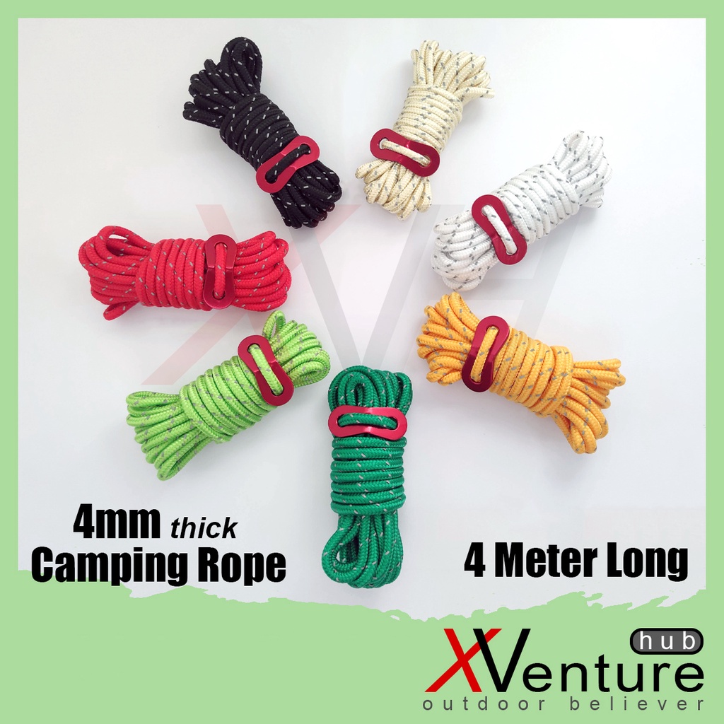 Camping Reflective 4mm 4 Meter Wind Rope Paracord Flysheet Tarp Tent ...
