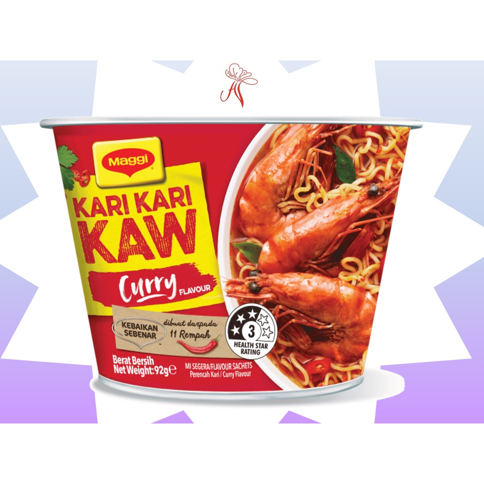 Maggi Cup Hot Bowl Kari Kaw 96g |Maggi Curry |Mi Segera Kari | Shopee ...