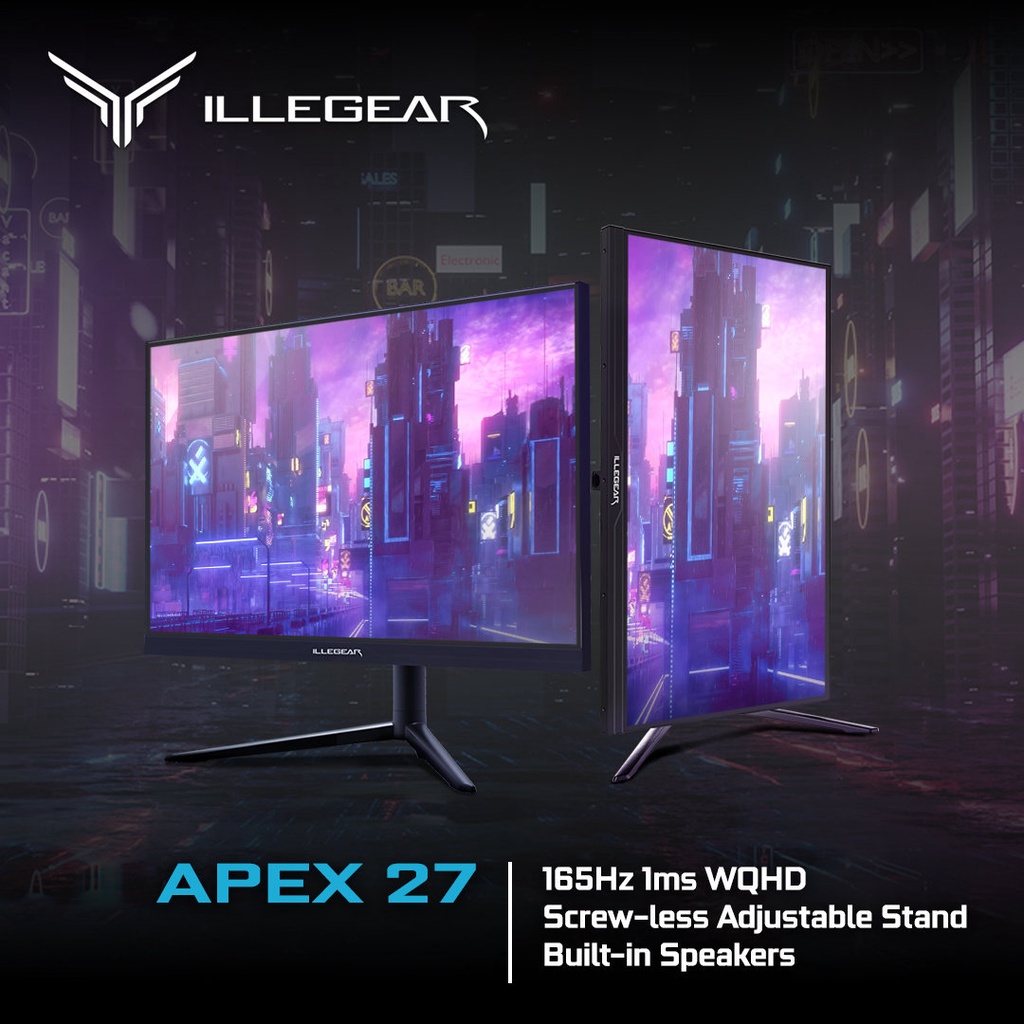 ILLEGEAR APEX 27 2K Gaming Monitor (27" QHD, 144Hz~165Hz) [3 Year Carry ...