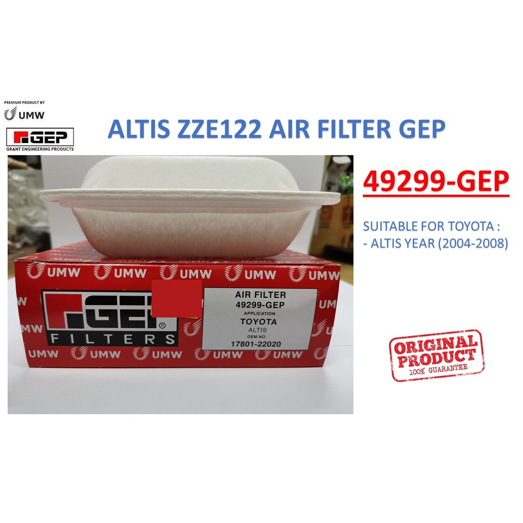 [ UMW GEP AIR FILTER ] TOYOTA ALTIS ZZE122, WISH ANE10 AIR FILTER ...