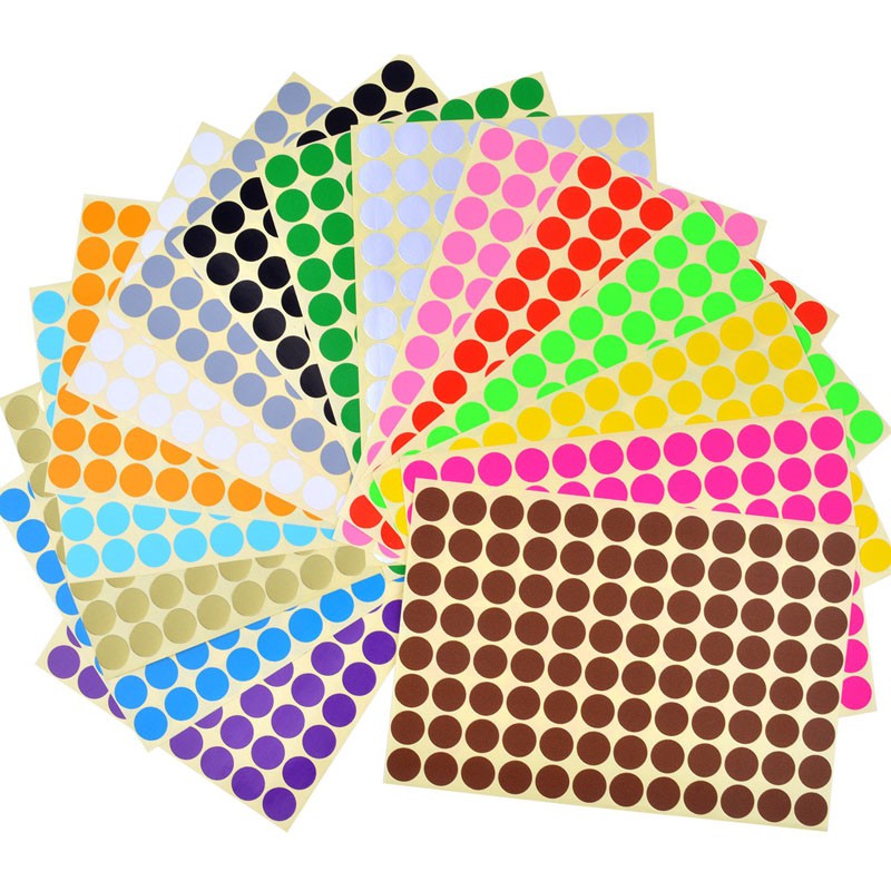 70Pcs/sheet Color sticker 19mm Circle Round Color Coded Adhesive Label ...