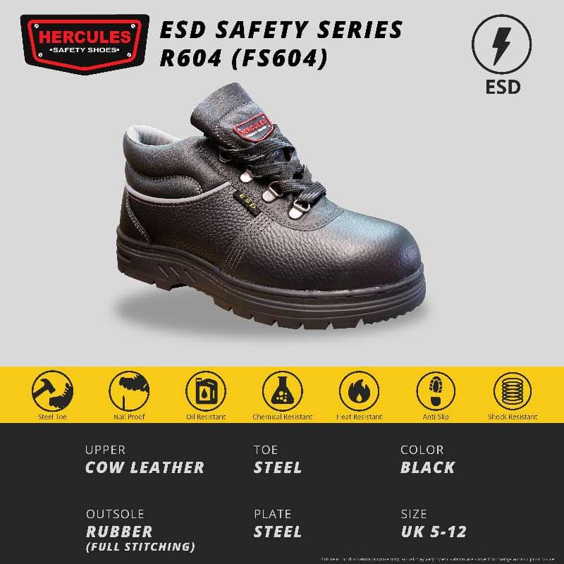 [READY STOCKS] HERCULES ESD SAFETY SHOES BOOT COW LEATHER 604 / SAFETY BOOT / SAFETY SHOES ...