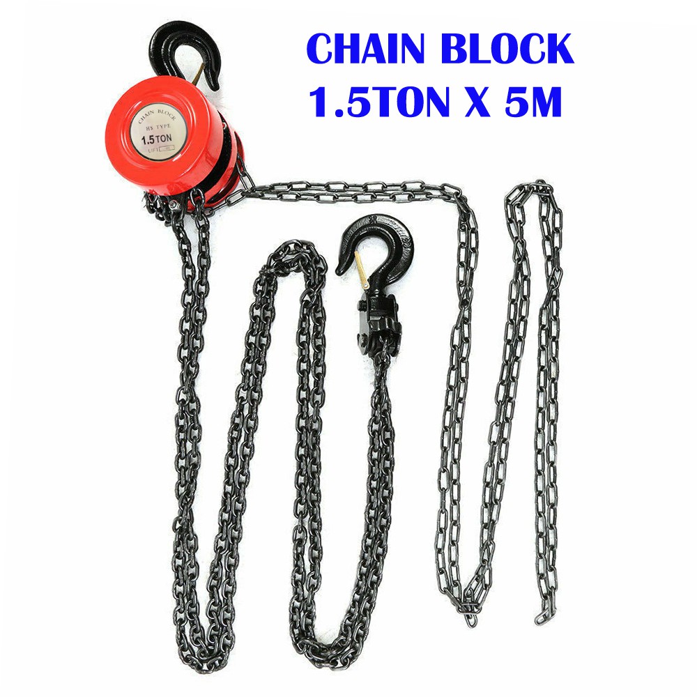1.5TON MANUAL OPERATED CHAIN HOIST CHAIN BLOCK 1.5T X 5M (5 METER ...
