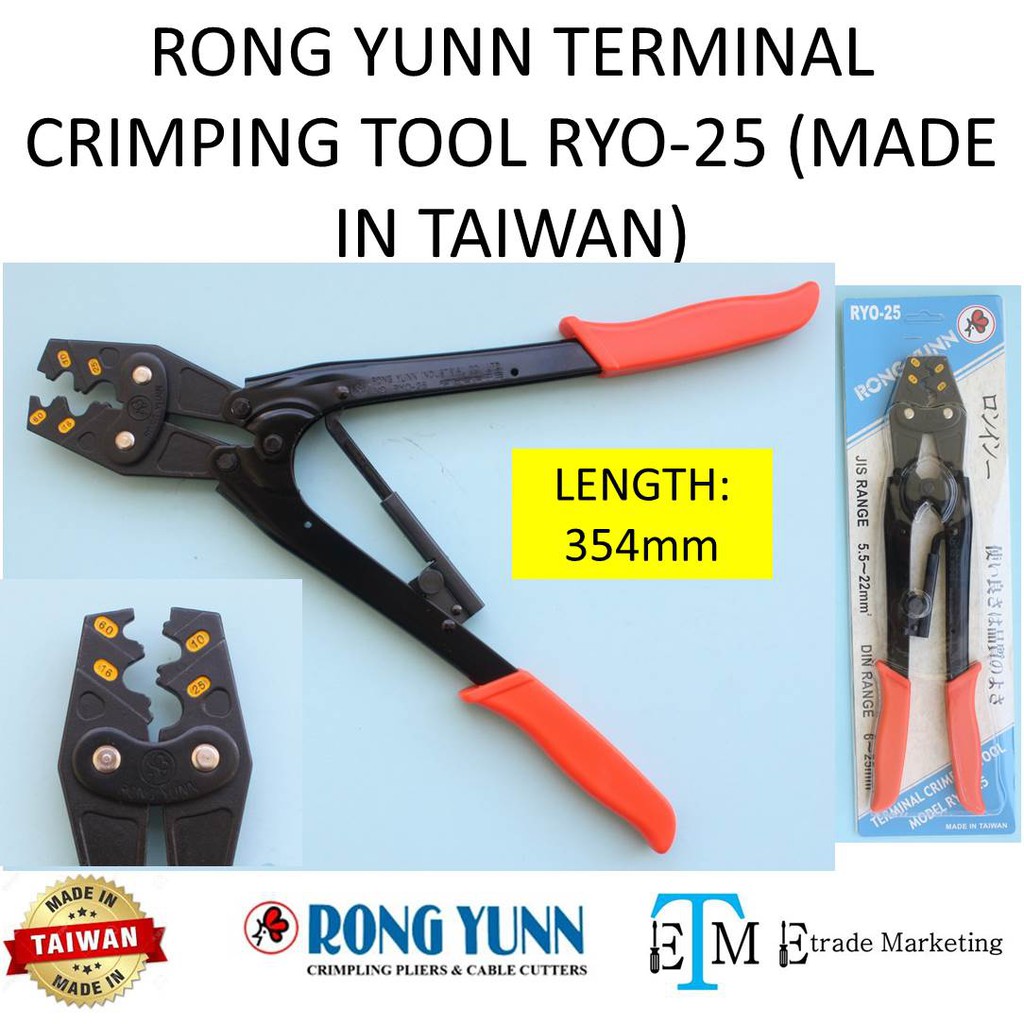 RONG YUNN TERMINAL CRIMPING TOOL RYO-25 (MADE IN TAIWAN) | Shopee Malaysia