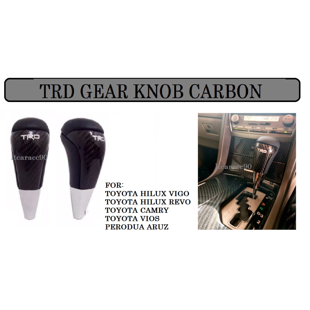 Toyota Vios Hilux Vigo Revo Camry Aruz TRD Gear Knob Carbon Look Black ...