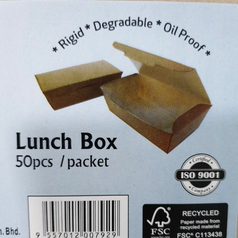 Paper Lunch Box Brown (50pcs +/- ) Medium Saiz/Kertas Kotak Makanan ...