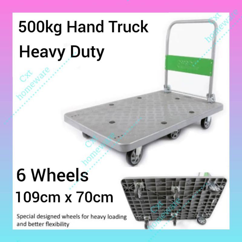 500kg Heavy Duty Hand Truck / Trolley Foldable Platform Trolley Troli (Random Colour) Industrial ...