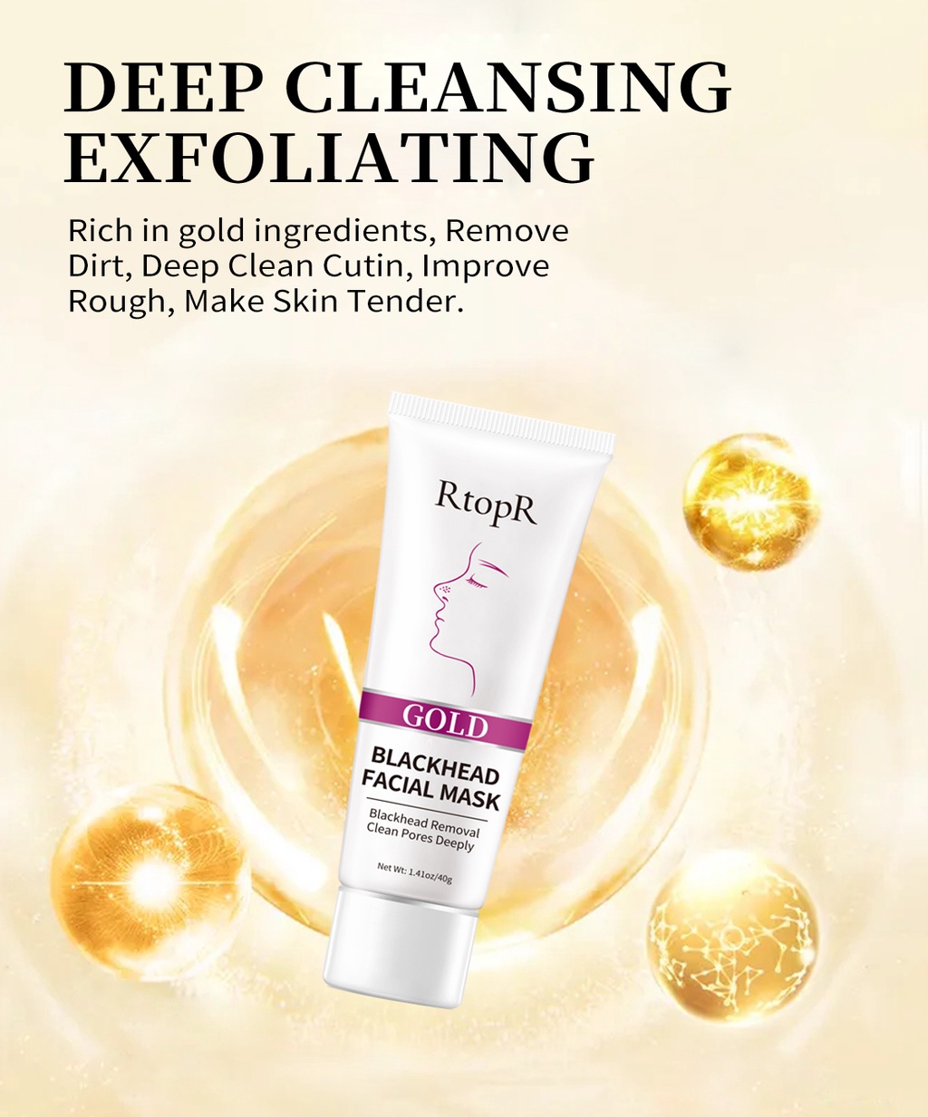 RtopR Gold Blackhead Removal Mask Treats Blackheads and Whiteheads Pore ...