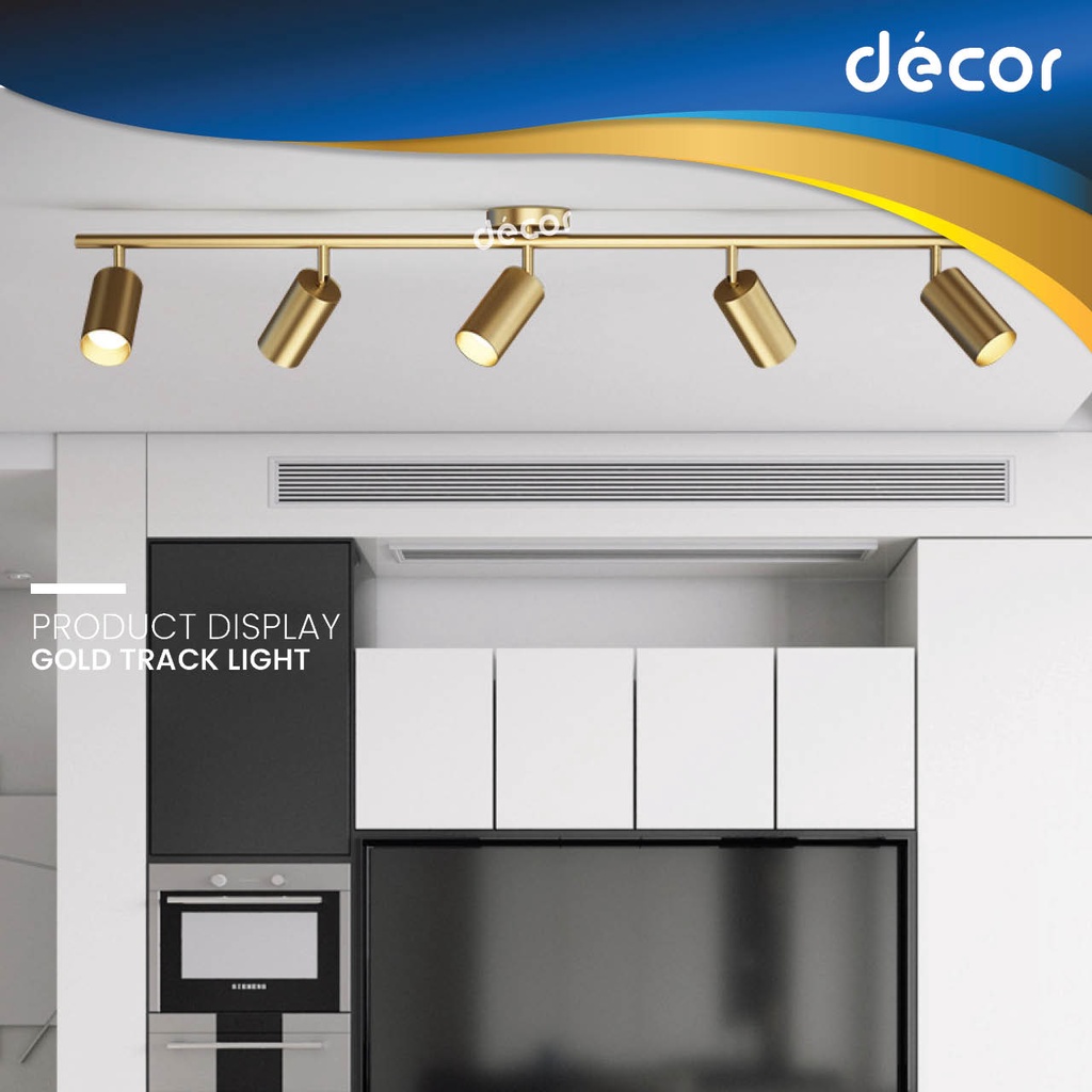 [FREE BULB] LED Gold Track Light Lampu Track Ceiling Lighting with GU10 ...
