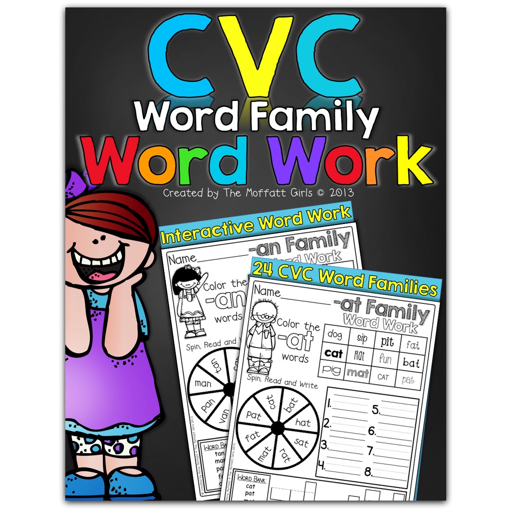 KINDERGARTEN CVC WORD FAMILY WORD WORK 7 IN 1 BUNDLE PRINTABLE | Shopee ...