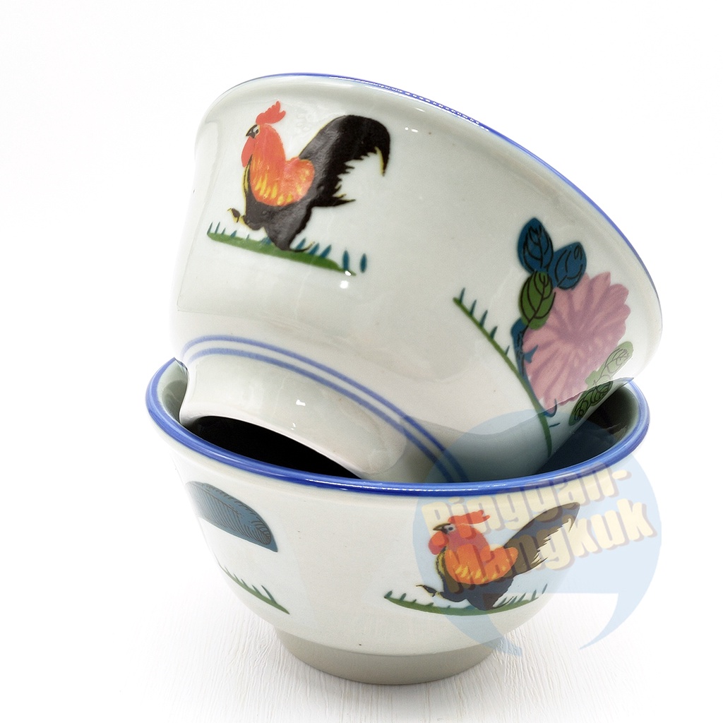 Ceramic Retro Rooster Chicken Pattern Soup Noodle Bowl 4.5 inch ...
