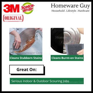 (3M Scotch Brite) Heavy Duty Stainless Steel Metallic Sponge Double ...