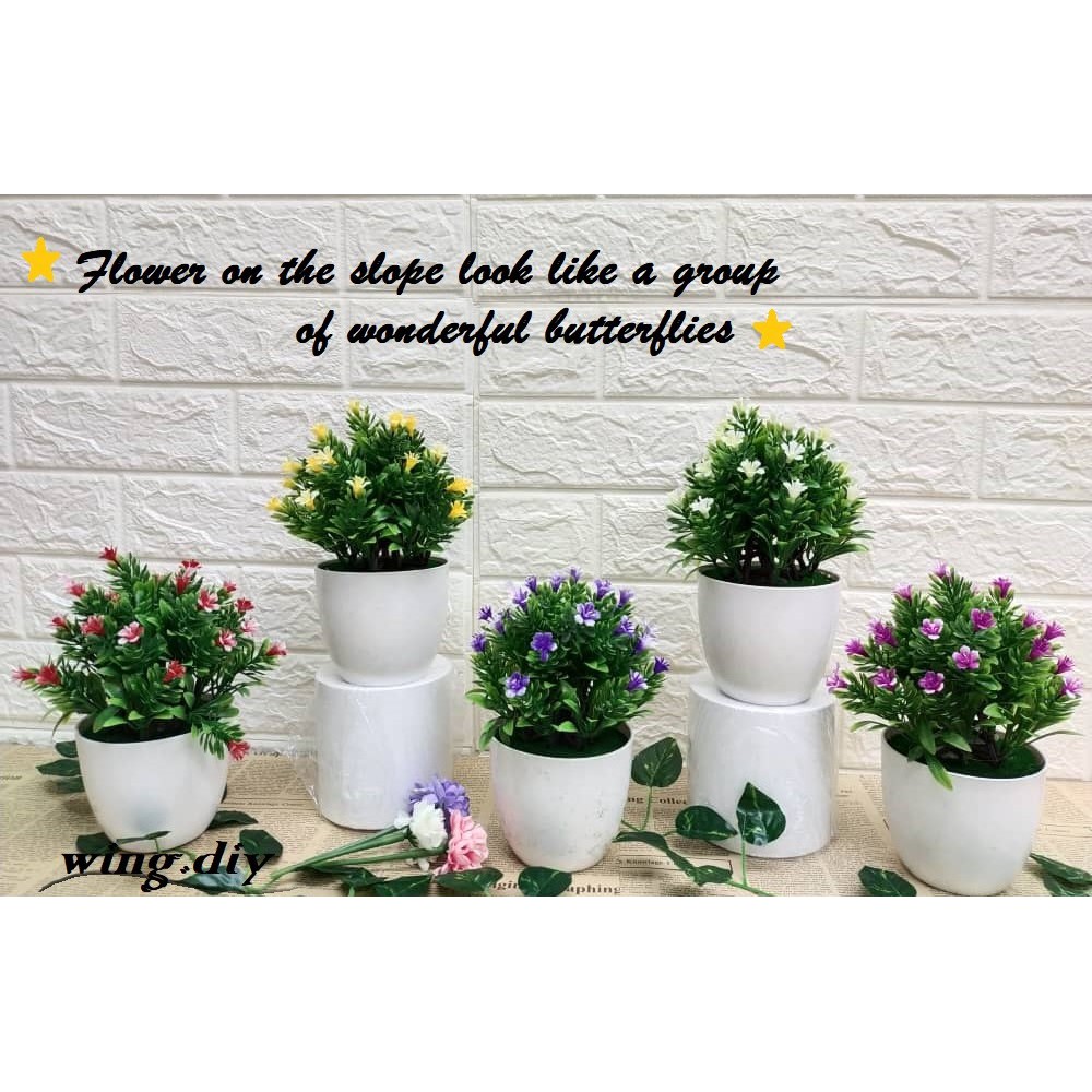 ARTIFICIAL MINI FLOWER WITH POT / SMALL TABLE FLOWER / HOME DECORATION ...