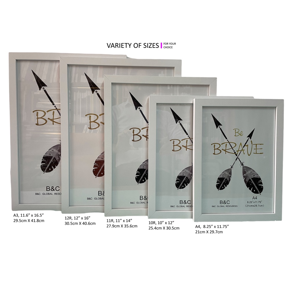 Photo Frame Size A4 / 10R / 11R / 12R / A3 - WHITE / BROWN / BLACK ...