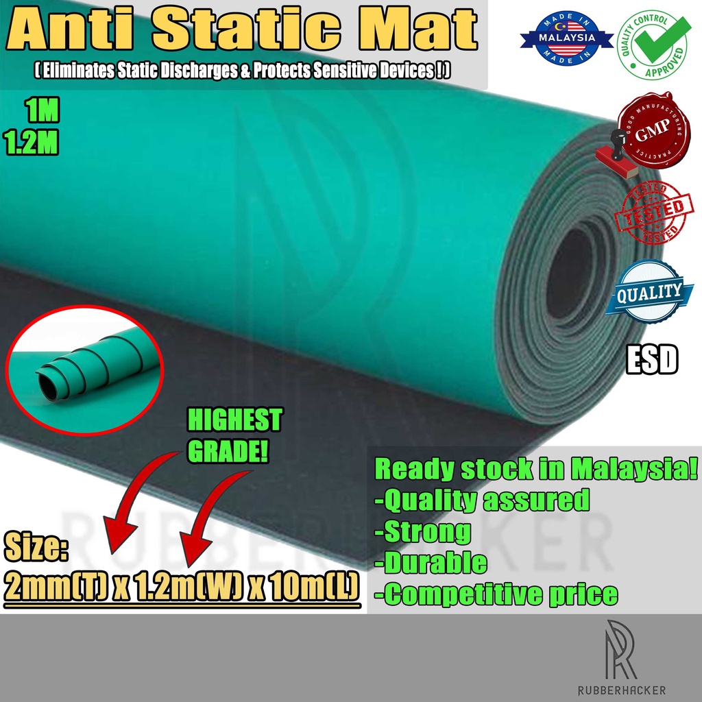 ESD Anti-Static Rubber Mat, rubber sheet, rubber mat (2mm x 1.2m x 10m ...