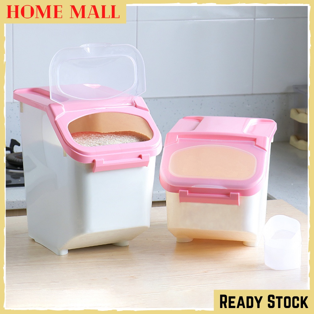 HomeMall 10KG/15KG Rice Storage Box / Food Container with Wheels and ...