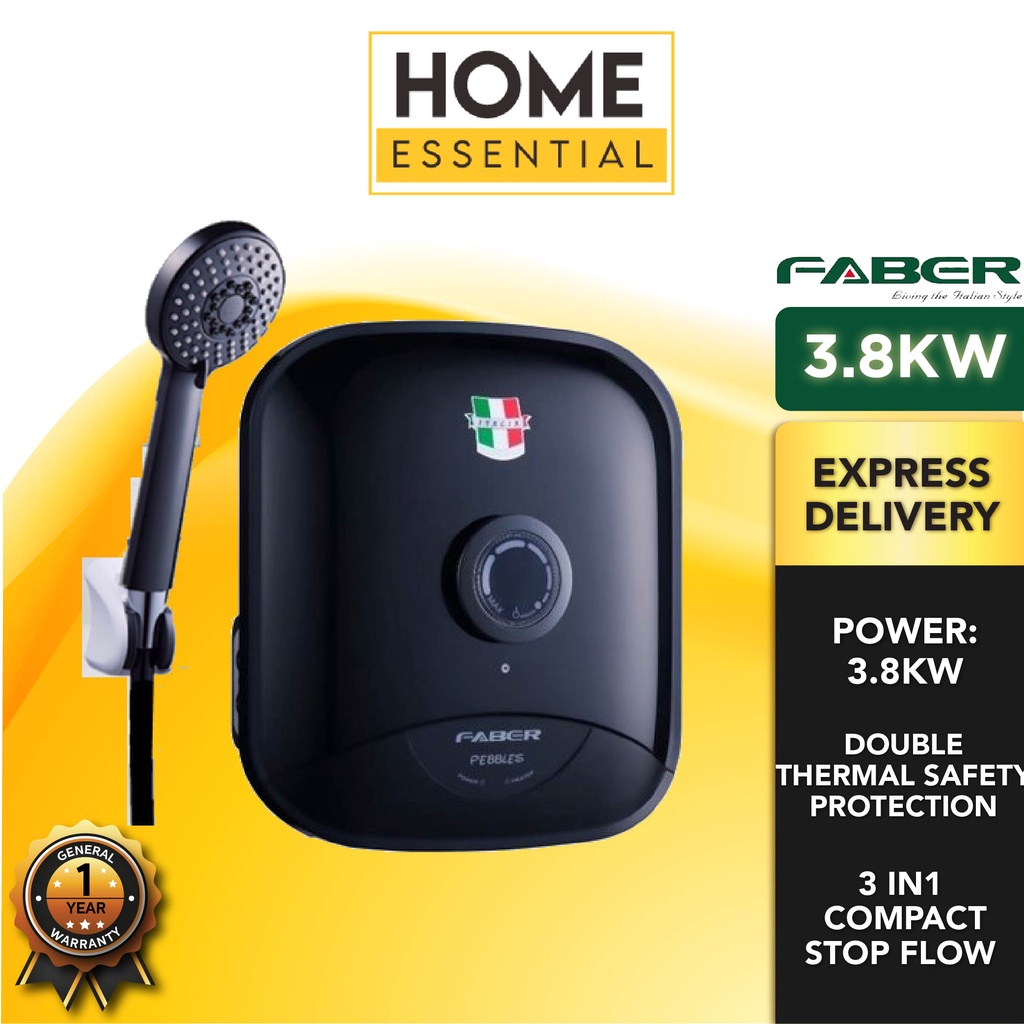 FABER Pebbles Series No Pump Instant Water Heater with Shower Head FWH ...