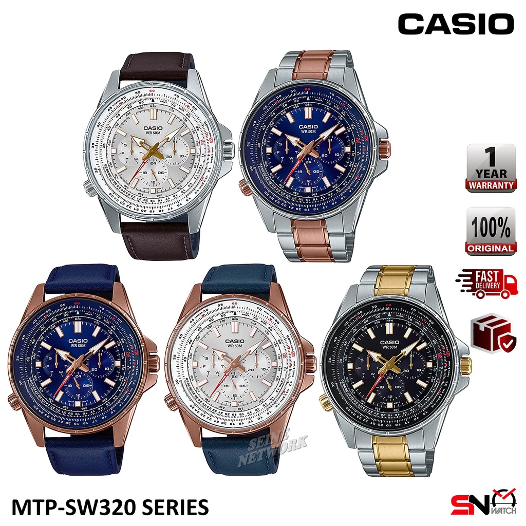 Casio Mtp Sw320rl Mtp Sw320rg Mtp Sw320l Mtp Sw320sg Big Case Multi Hands Fashion Quartz Analog