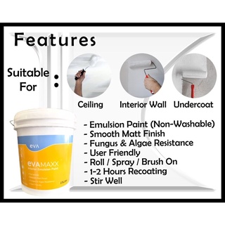 Wall Emulsion White Paint / Cat Simen Putih Dinding 18L KCC EVAMAXX ...