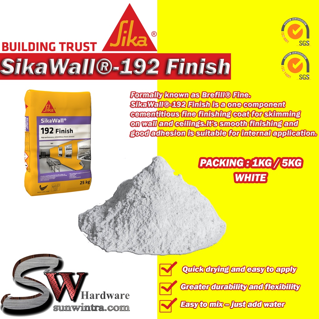 SIKA SIKAWALL SKIMCOAT FINISH (WHITE) # 192/SIMEN SKIMCOAT HALUS /SIMEN ...