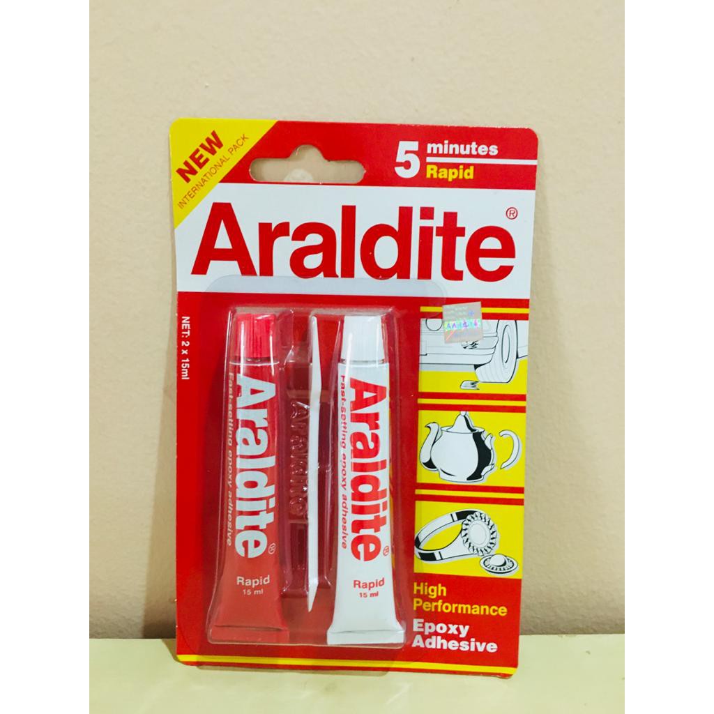 Araldite Rapid 5 Minutes High Performance Epoxy Adhesive Glue Red (2 x ...