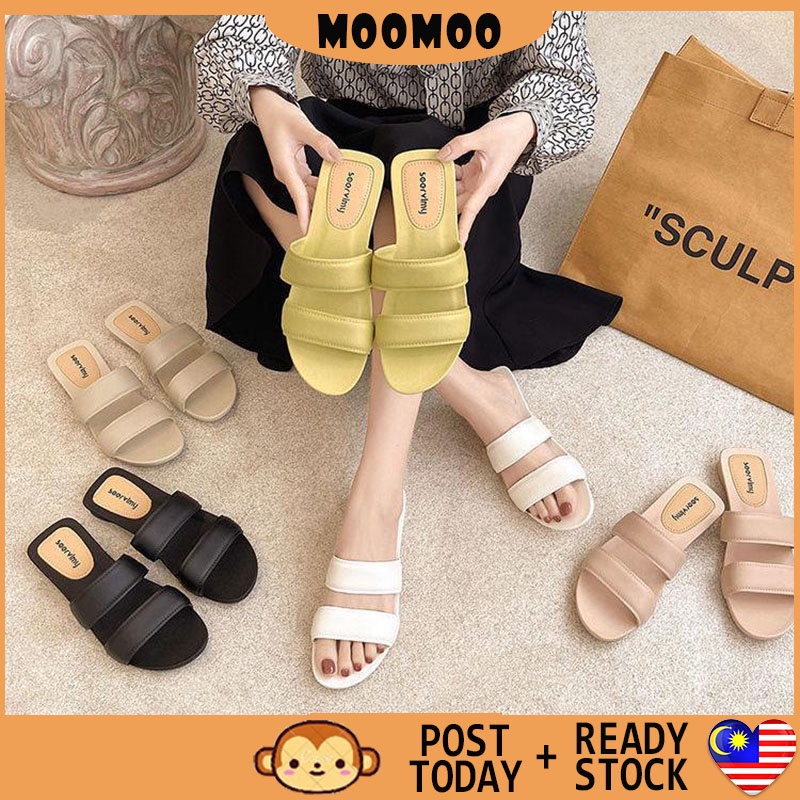 READY STOCK MOOMOO Women's Outdoor Fairy Korean Fashion Beach Slippers ...