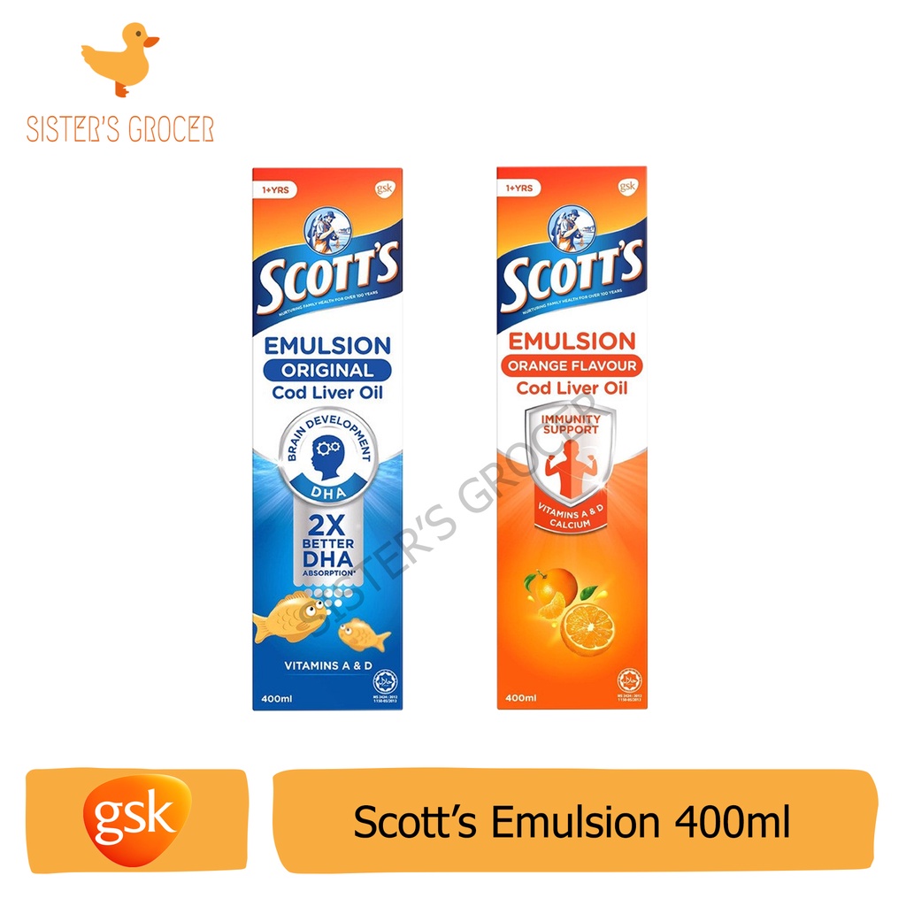 Scott's Cod Liver Oil Extra Emulsion 400ml Original/Orange Flavor ...