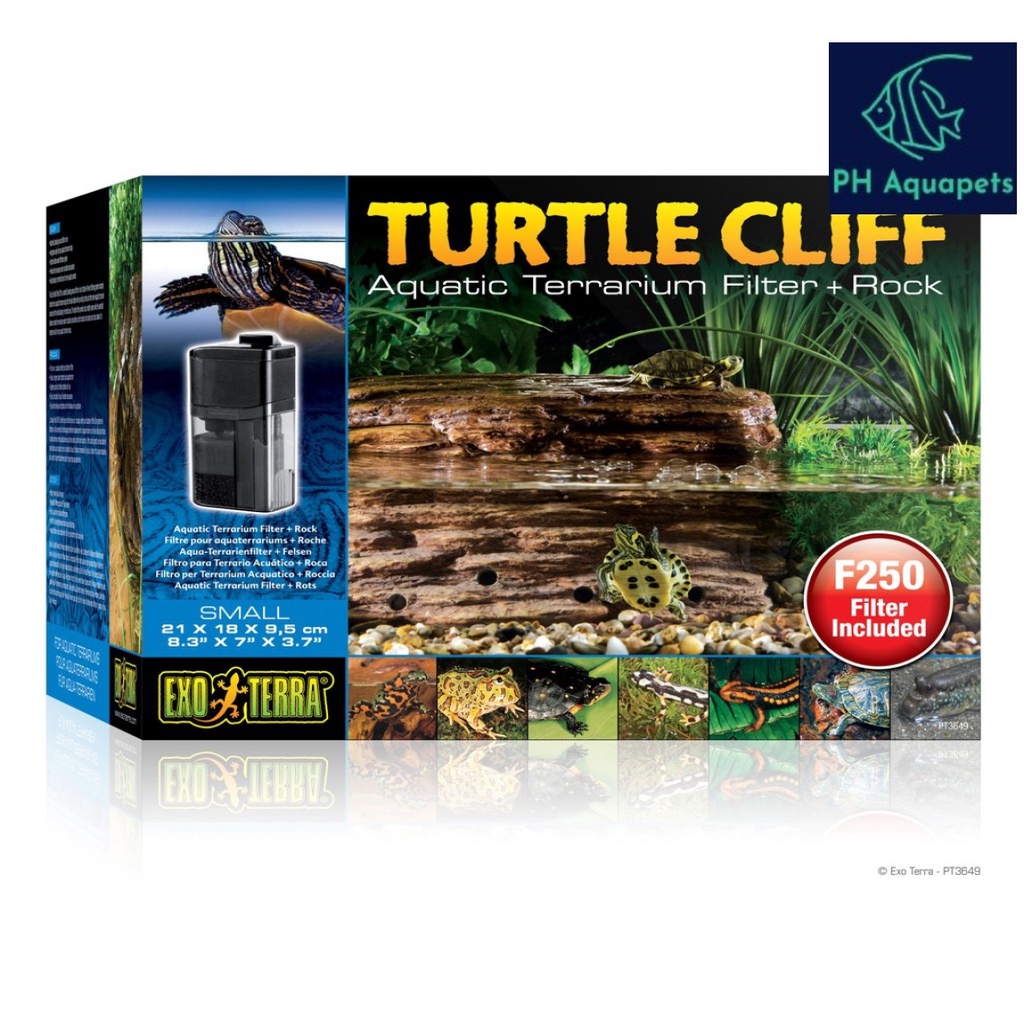 Exo Terra Turtle Cliff Aquatic Terrarium Filter/Rock,Small (21 x 18 x 9 ...