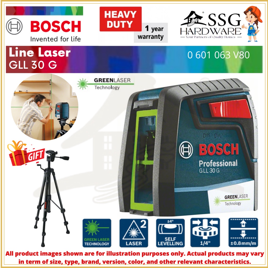 BOSCH GLL 30G Green Laser Light Level Laser Measurement + BT150 ...