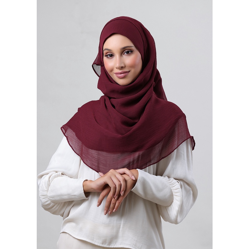 BOKITTA Burgundy - Plain Crinkled Chiffon | Shopee Malaysia