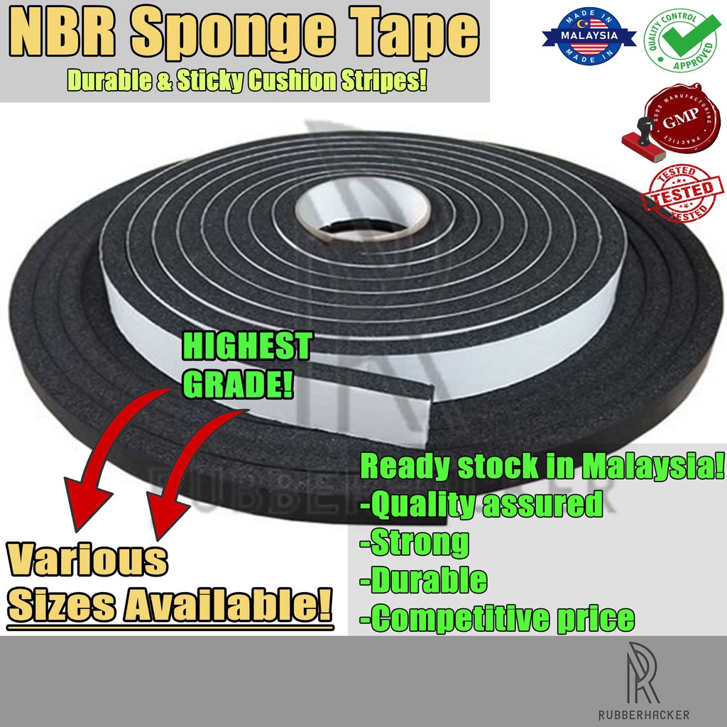 NBR Sponge Tape(3mm 6mm 9mm Thickness)Adhesive Waterproof Stripping ...