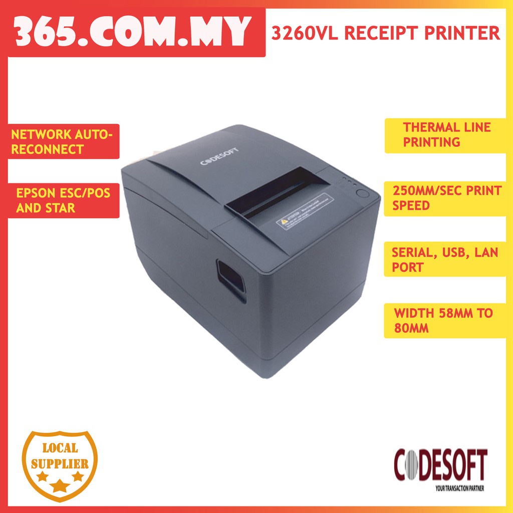 Code Soft TP-3260VL thermal receipt printer (USB + RS232 + LAN) | Shopee Malaysia