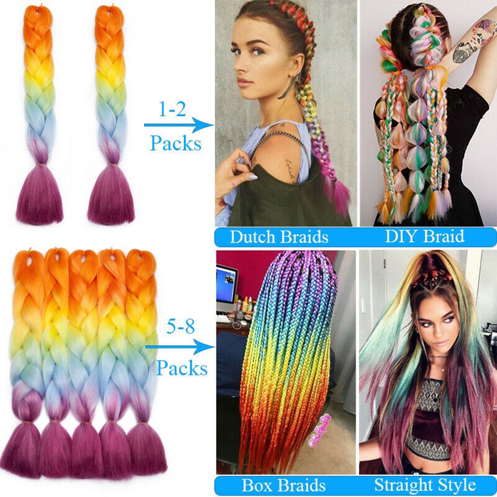 24" Synthetic Braiding Hair Ombre Braiding Hair Packs Jumbo Braid Hair ...