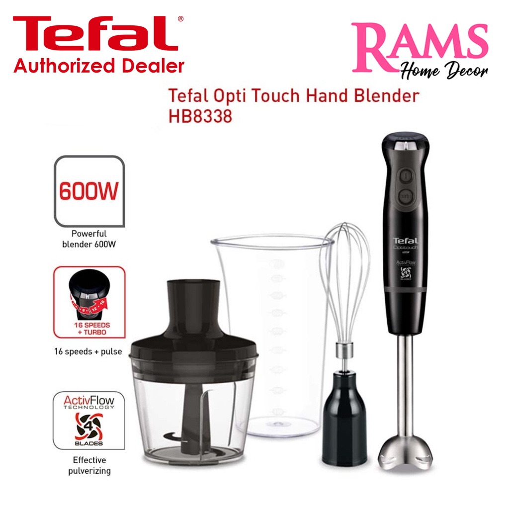 Tefal OptiTouch Hand Blender & 500ml Mini Chopper & Multi-Wire Whisk ...