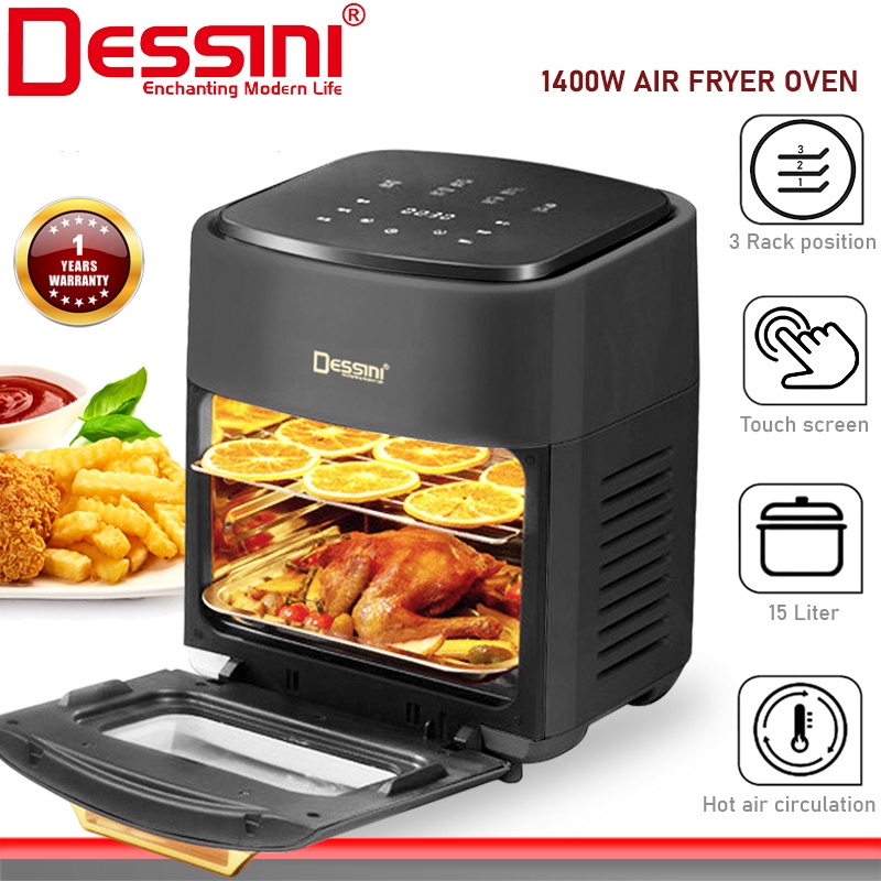 DESSINI ITALY AF-15 Electric Oven Convection Air Fryer Toaster Timer ...