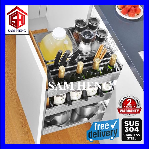Kabinet Almari Tarik Rail Rak Dapur/ Kitchen Multi-Purpose Drawer 3 ...