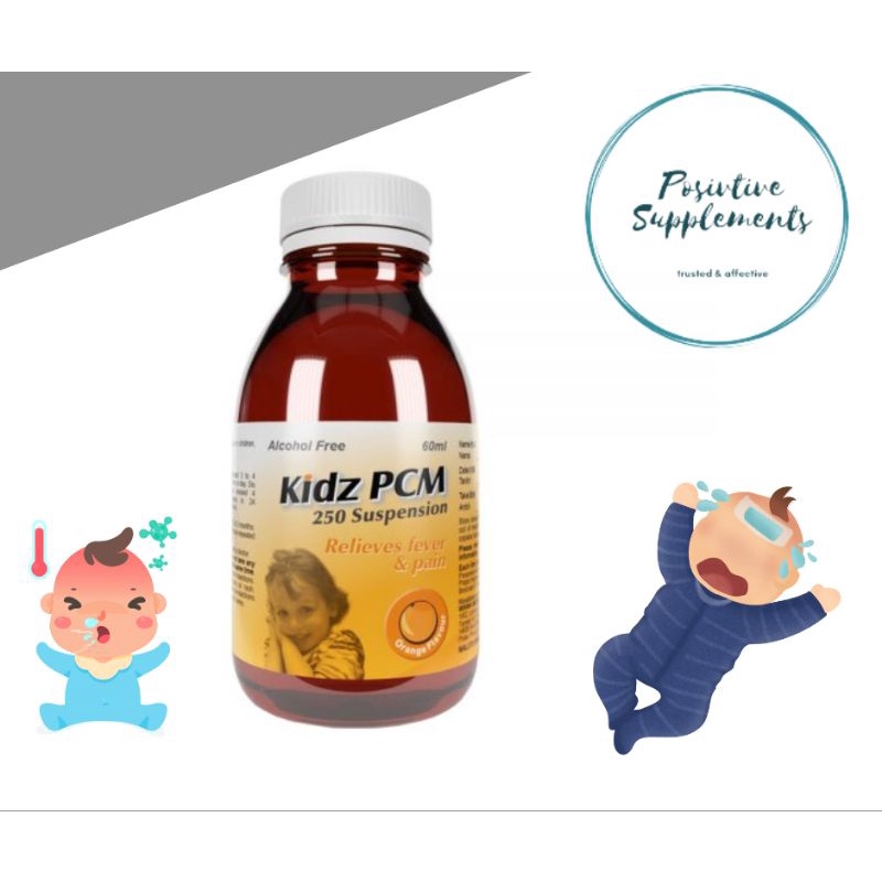 KIDZ PCM PARACETAMOL SUSPENSION SYRUP 60ML ORANGE / STRAWBERRY | Shopee ...