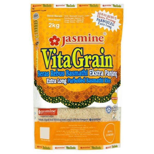 Jasmine Vita Grain Extra Long Parboiled Basmathi Rice 2kg | Shopee Malaysia