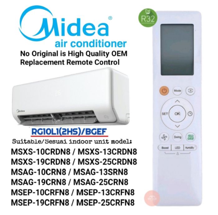 Midea Air Cond Air Conditioner Replacement Remote Control RG10L1(C2HS ...