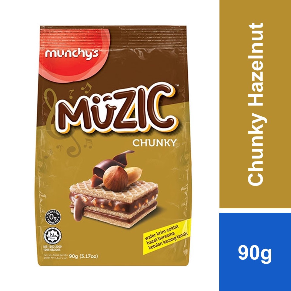 [ Ready Stock ] Munchy's Muzic Wafer - Chunky Chocolate Hazelnut - 90g ...