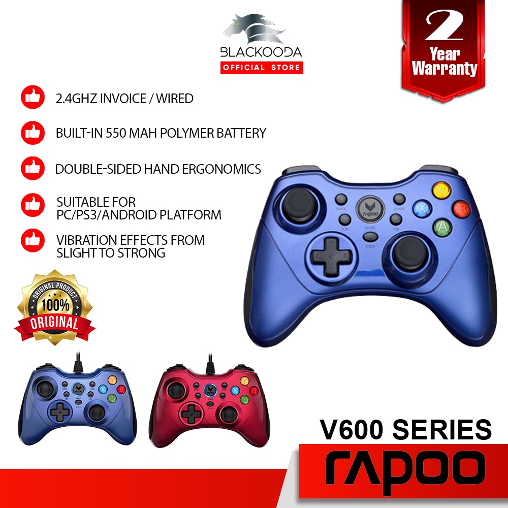 Rapoo V600S Wireless Electric Vibration Gamepad - Blue / 2 Year ...