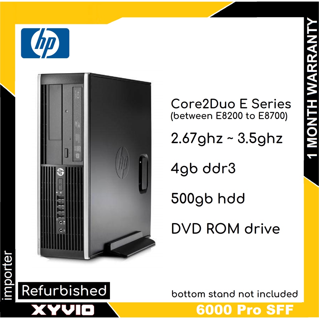 HP Compaq 6000 Pro SFF Core2Duo 3.0Ghz E8400 Small Form Factor Desktop ...
