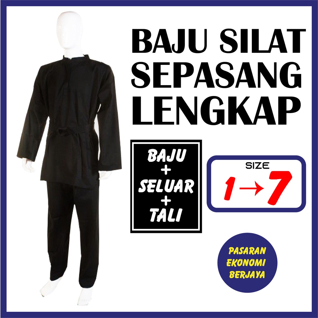 BAJU SILAT SEPASANG LENGKAP SET BERKUALITI SILAT HITAM UNIFORM MARTIAL ...