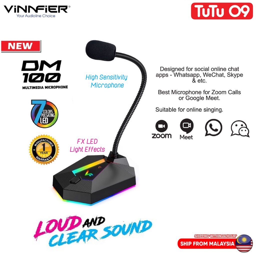 Vinnfier DM 100 Multimedia Microphone Suitable Online Singing Whatsapp ...