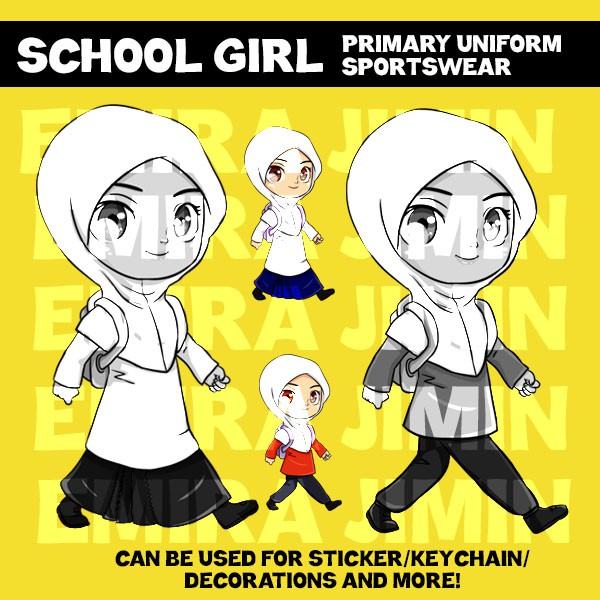 (berjalan/walking) Lukisan kanak-kanak sekolah / school children ...