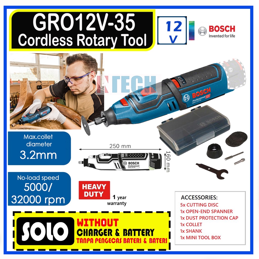 BOSCH GRO12V-35 / GRO12V35 12V CORDLESS ROTARY TOOL** (SOLO) WIHTOUT ...